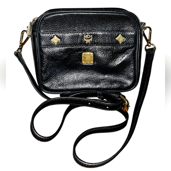 MCM | Bags | Authentic Mcm Camera Black Leather Crossbody Vintage Bag ...